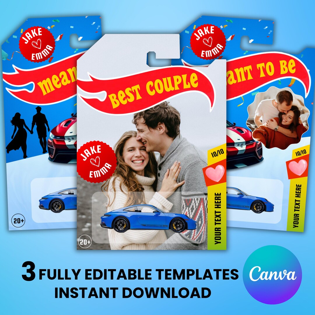 Toy Car Packaging, Printable Love Car Toy Gift, Custom Partner Toy Car ...