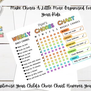 Editable & Printable Kids Weekly Chore Chart - Etsy