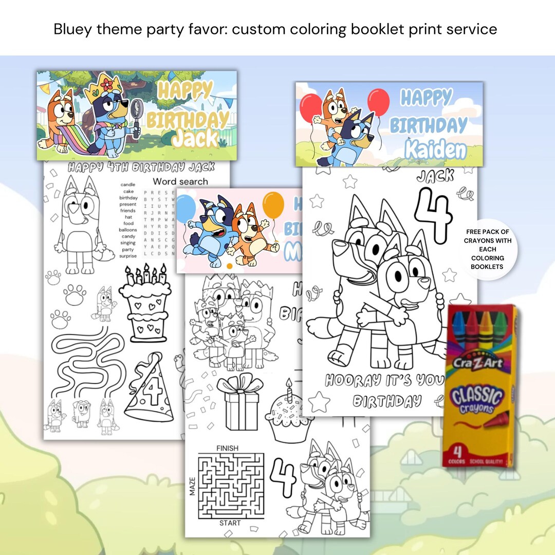 Customizable Bluey Coloring Pages Blue Dog Birthday Coloring Sheet ...