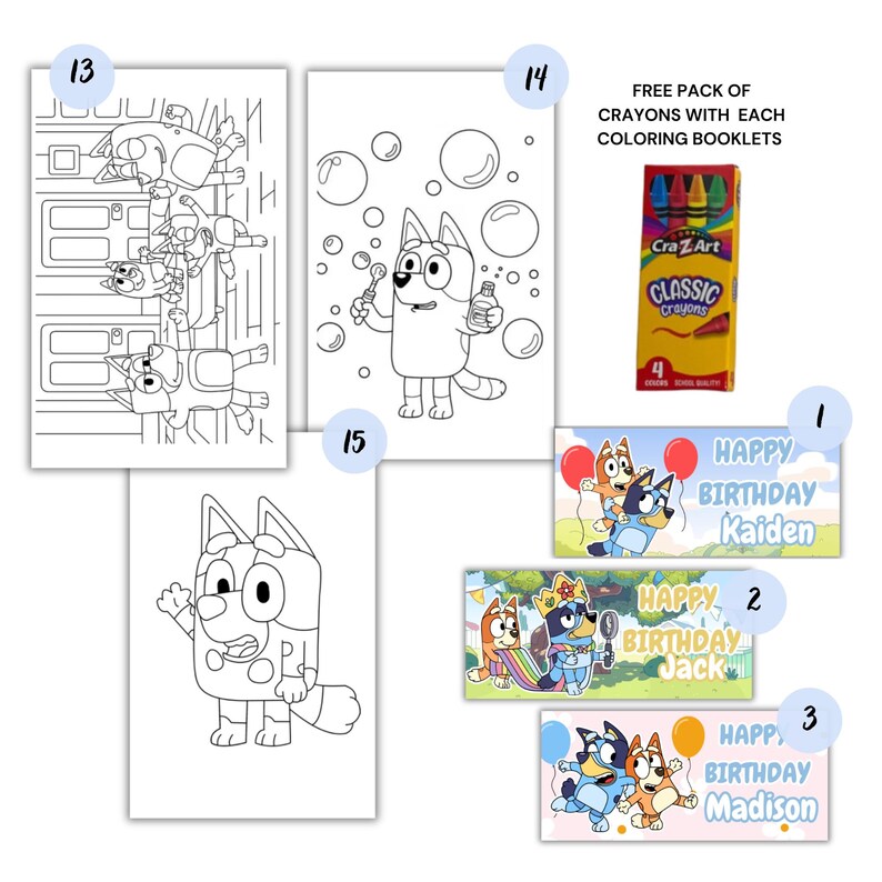 Customizable Bluey Coloring Pages Blue Dog Birthday Coloring Sheet ...