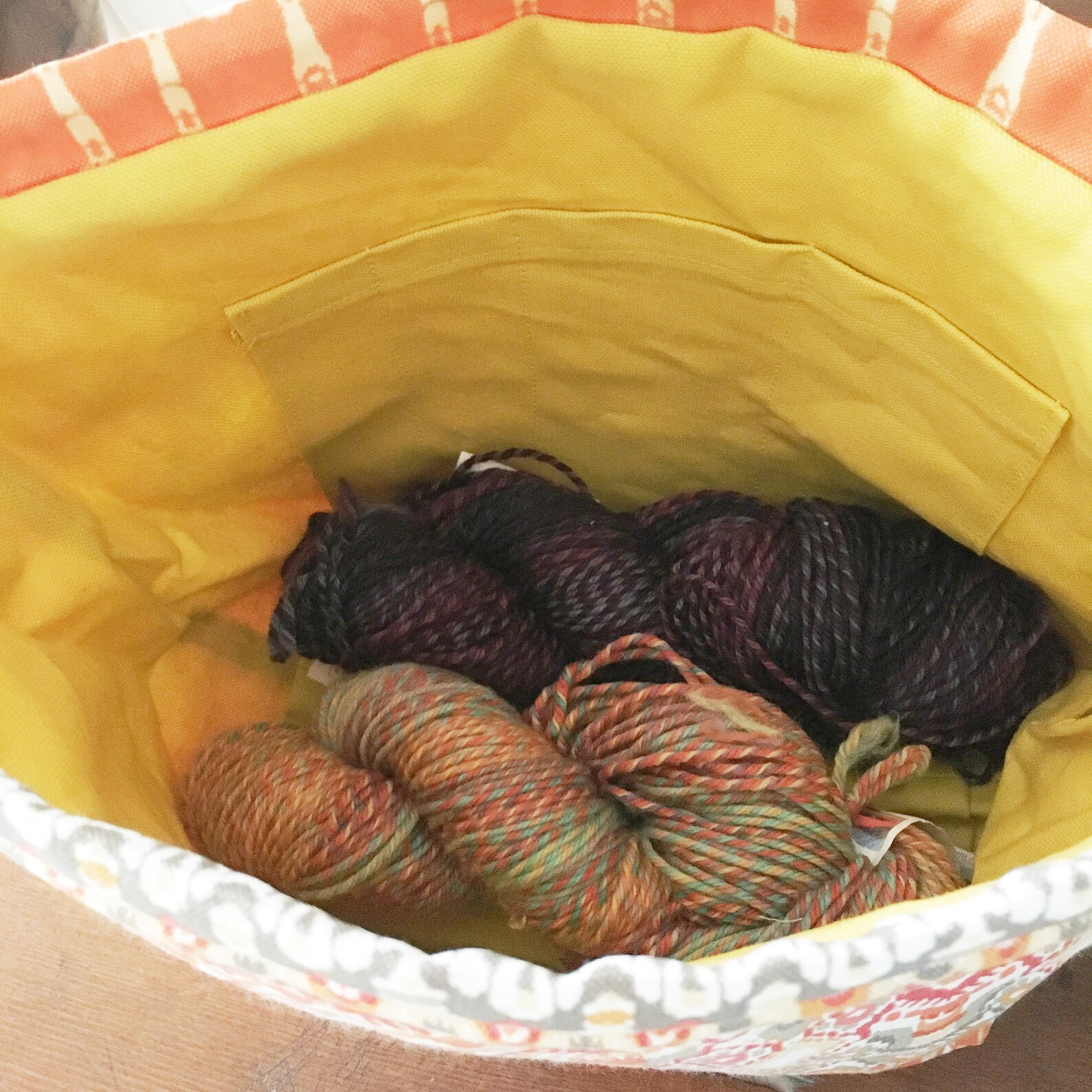 Fall Project Bag- Project Bags for Knitting- Drawstring Bag- Gepmetric ...