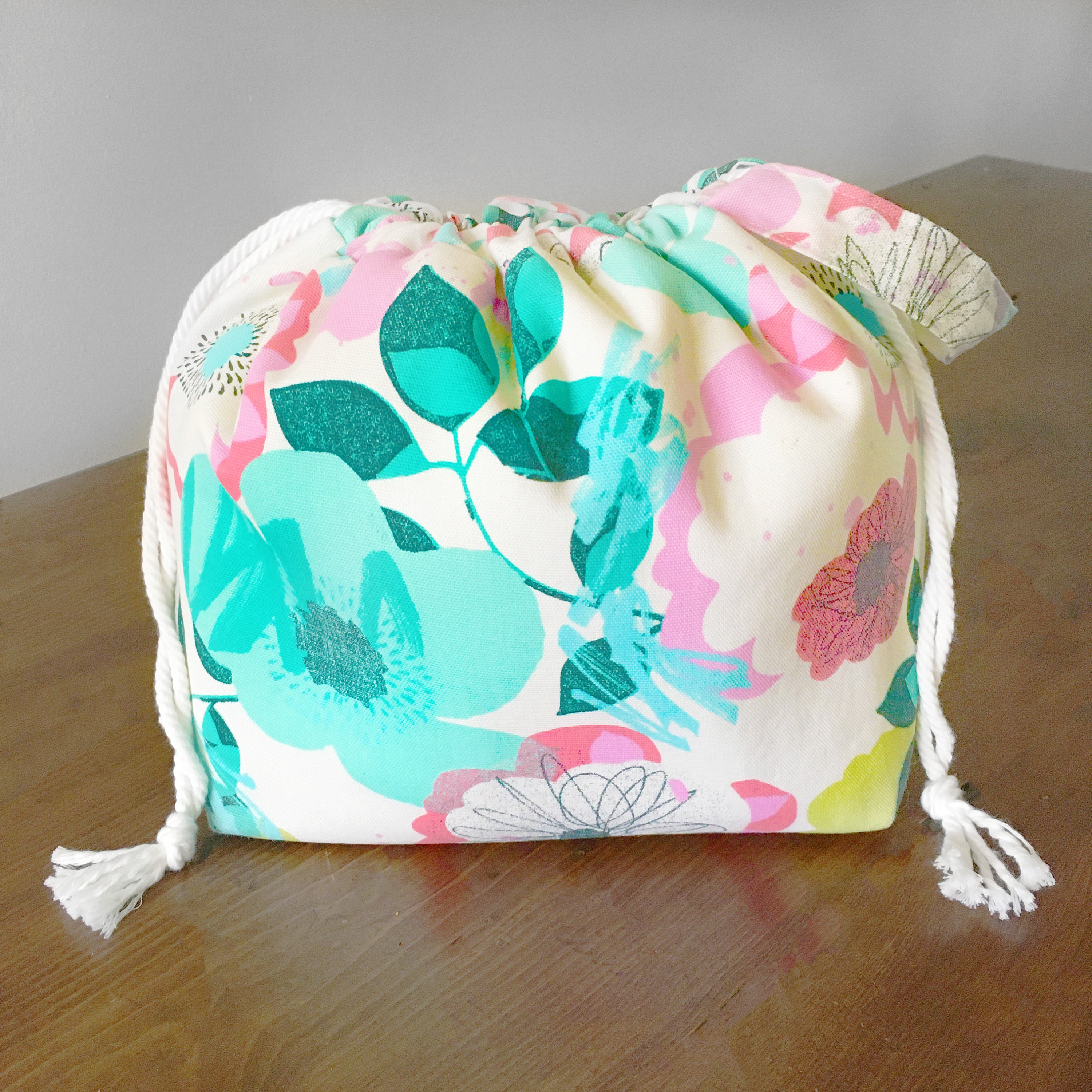 Floral Project Bag Spring Project Bag Drawstring Bag Canvas | Etsy