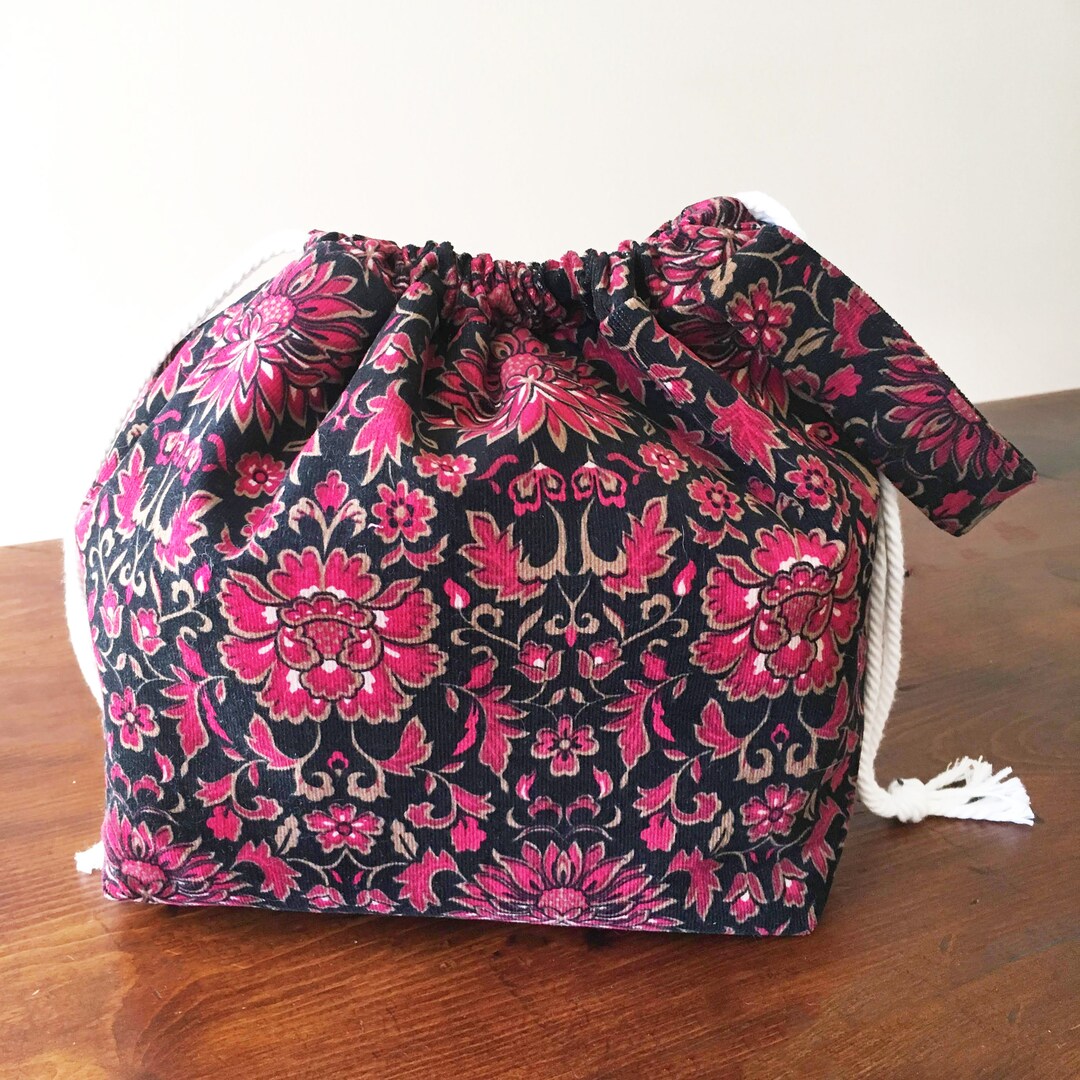 Goth Knitting Bag-red Knitting Bag- Large Drawstring Bag- Project Bag ...