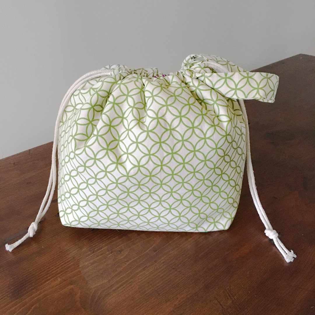 Green Project Bag- Project Bags for Knitting- Drawstring Bag- Gepmetric ...
