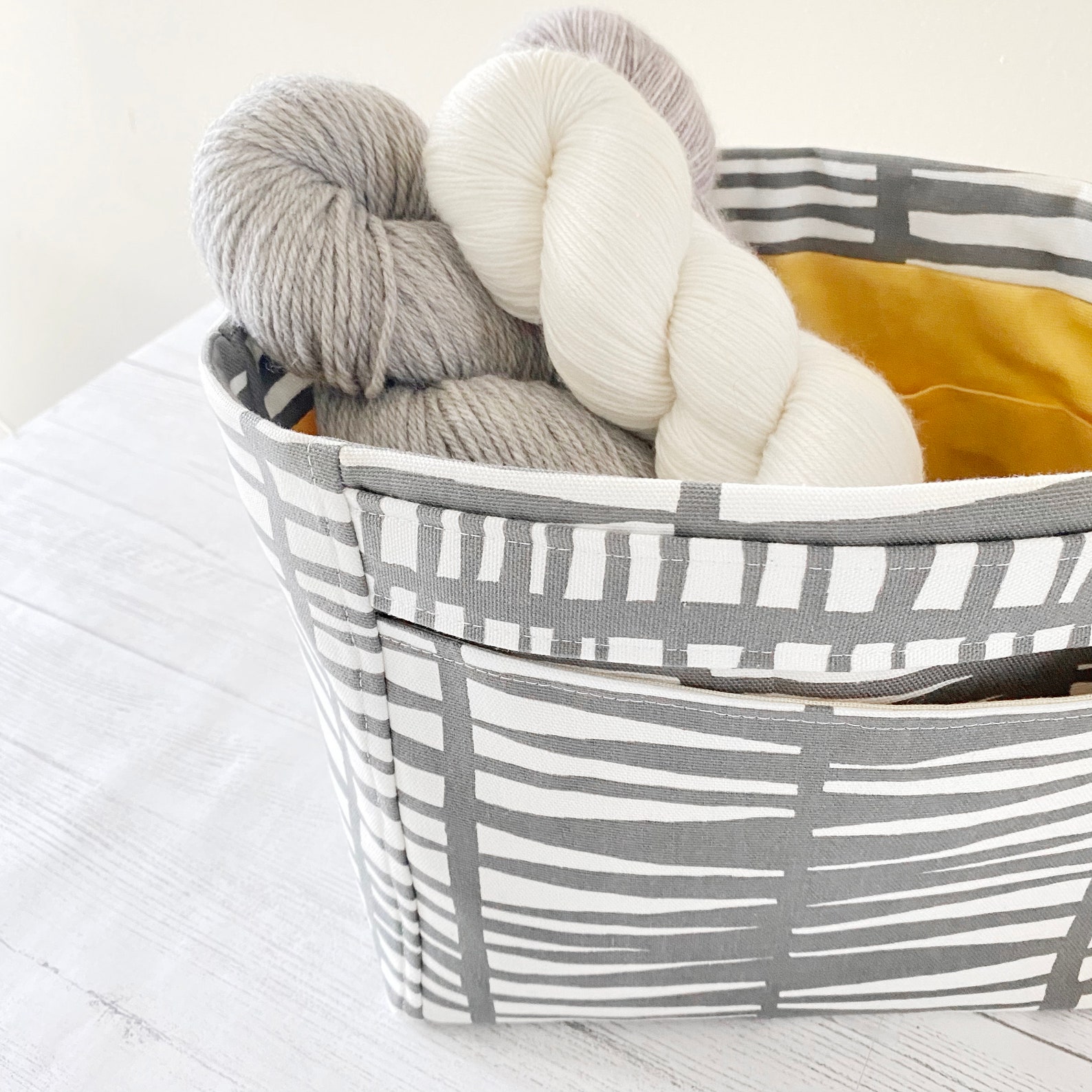 Gray Knitting Project Bag- Project Bags for Knitting- IKAT Bag ...