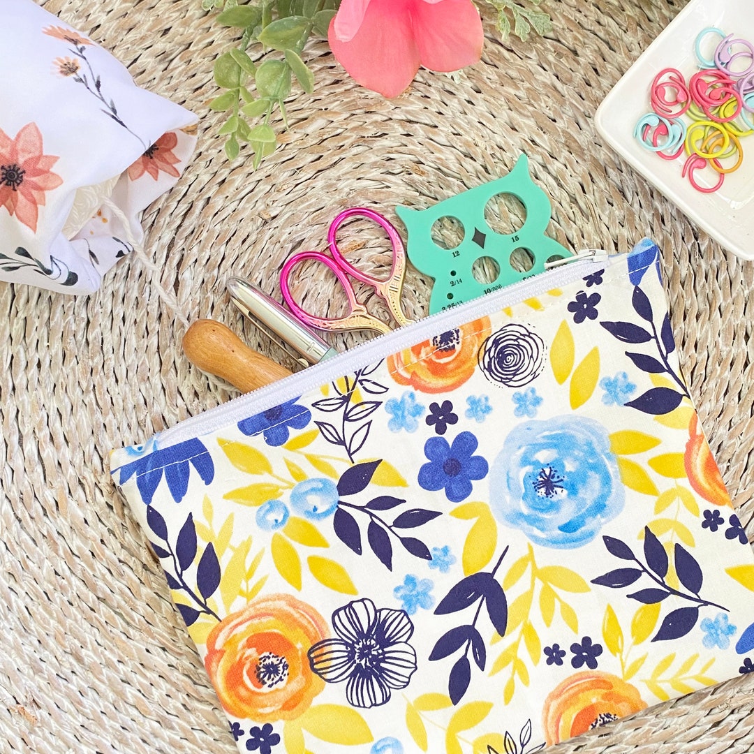 Flower Tool Bag, Notions Case, Crochet Tool Bag, Knitting Accessory - Etsy