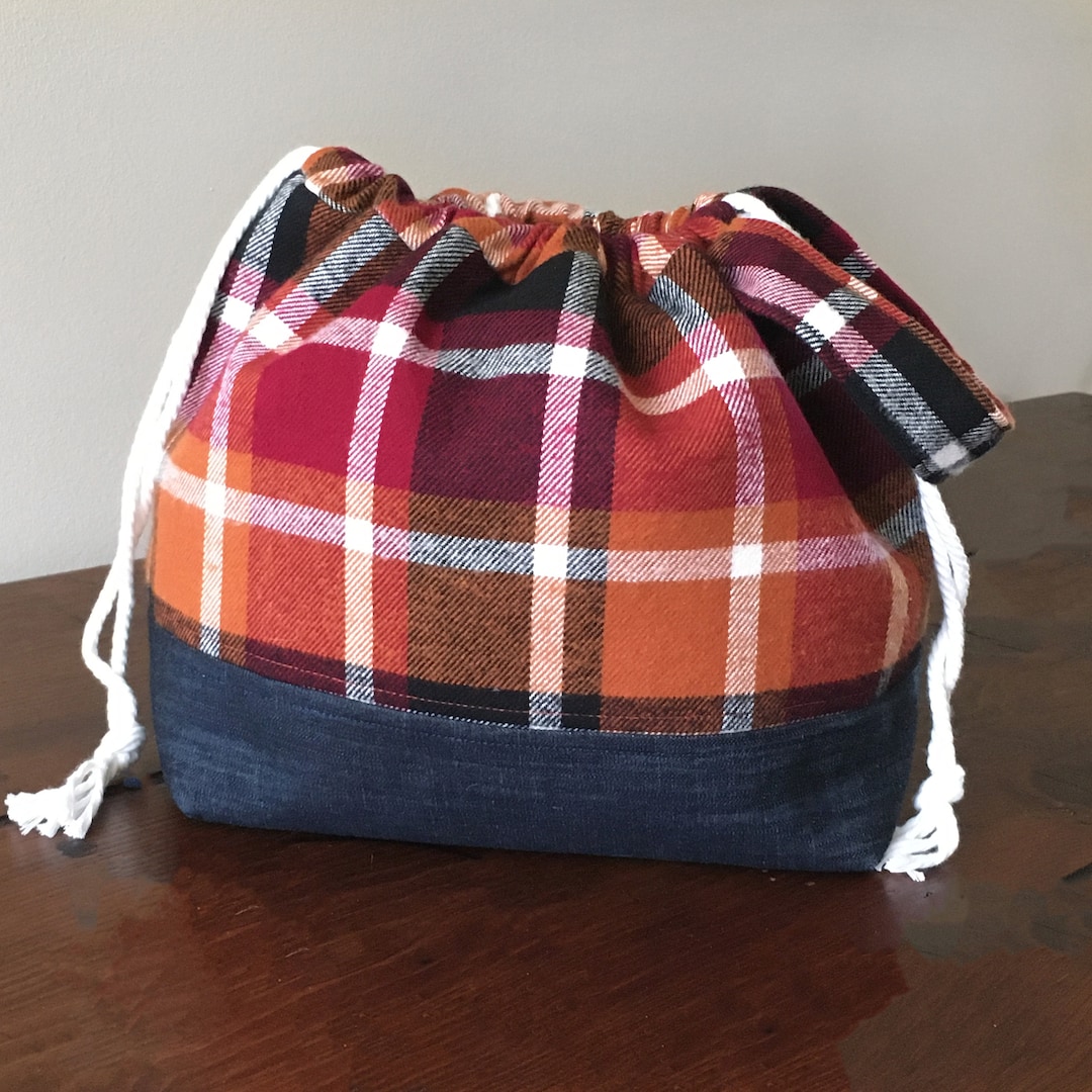 Fall Plaid Project Bag- Plaid Project Bag- Large Project Bag- Crochet ...