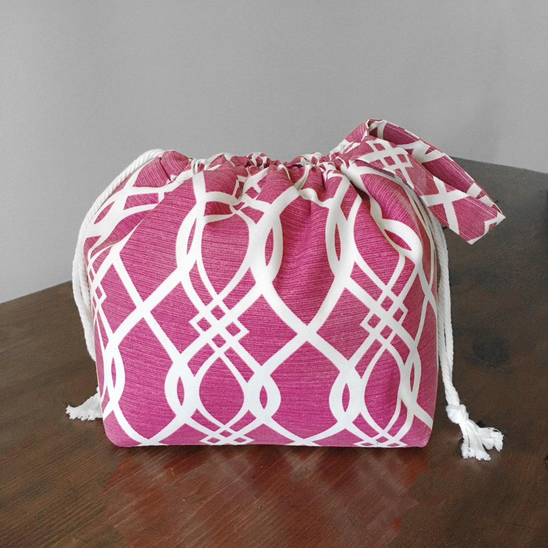Colorful Knit Project Bag- Jumper Project Bag- Drawstring Bag- Cotton ...