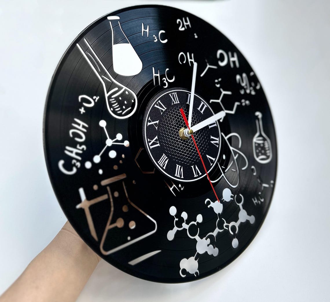 Chemistry Science Vinyl Wall Clock, Chemistry Wall Clock, Laboratory ...