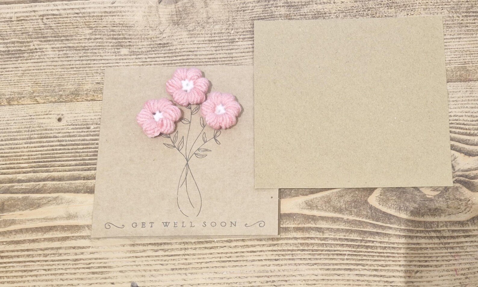 Handmade Get Well Soon Card With Crocheted Flowers - Unique Get Well ...