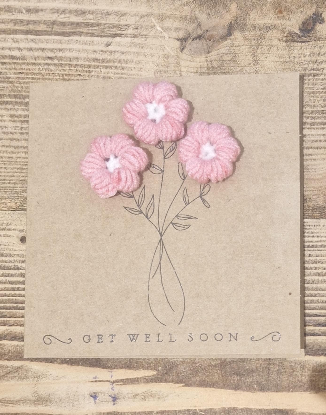 Handmade Get Well Soon Card With Crocheted Flowers - Unique Get Well ...