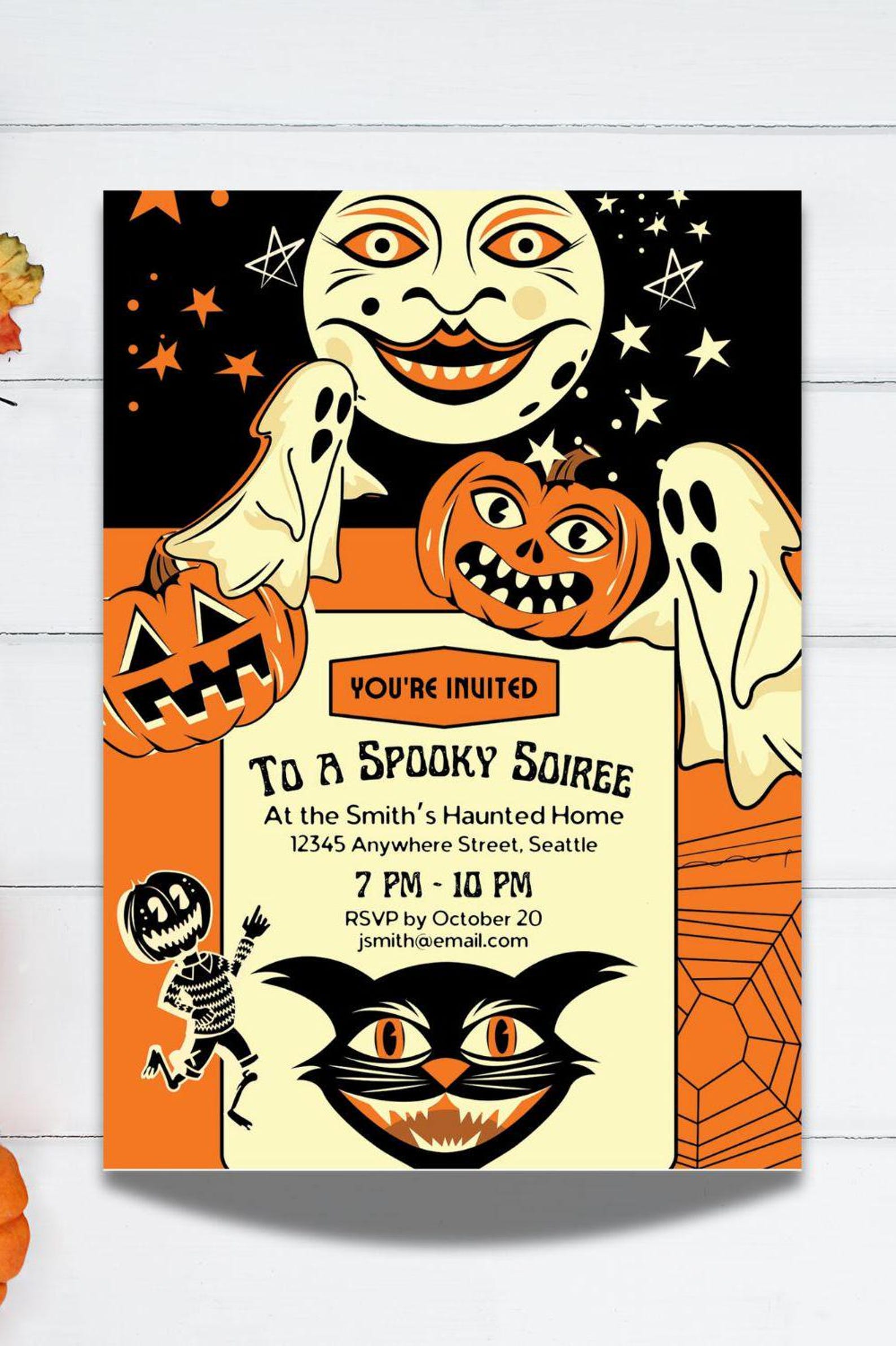 Vintage Halloween Invitations Halloween Party Invite Retro Adults ...