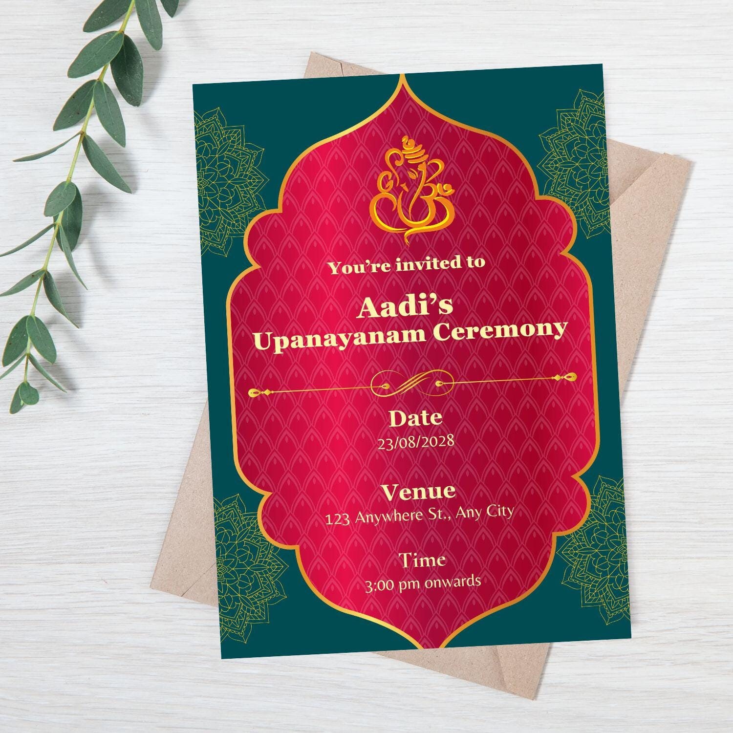Upanayanam Invitation Custom Invitation Instant Download for Upanayanam ...