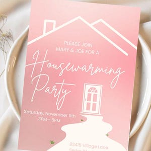 Editable Housewarming Invitation for House Warming Party Pink Minimal ...