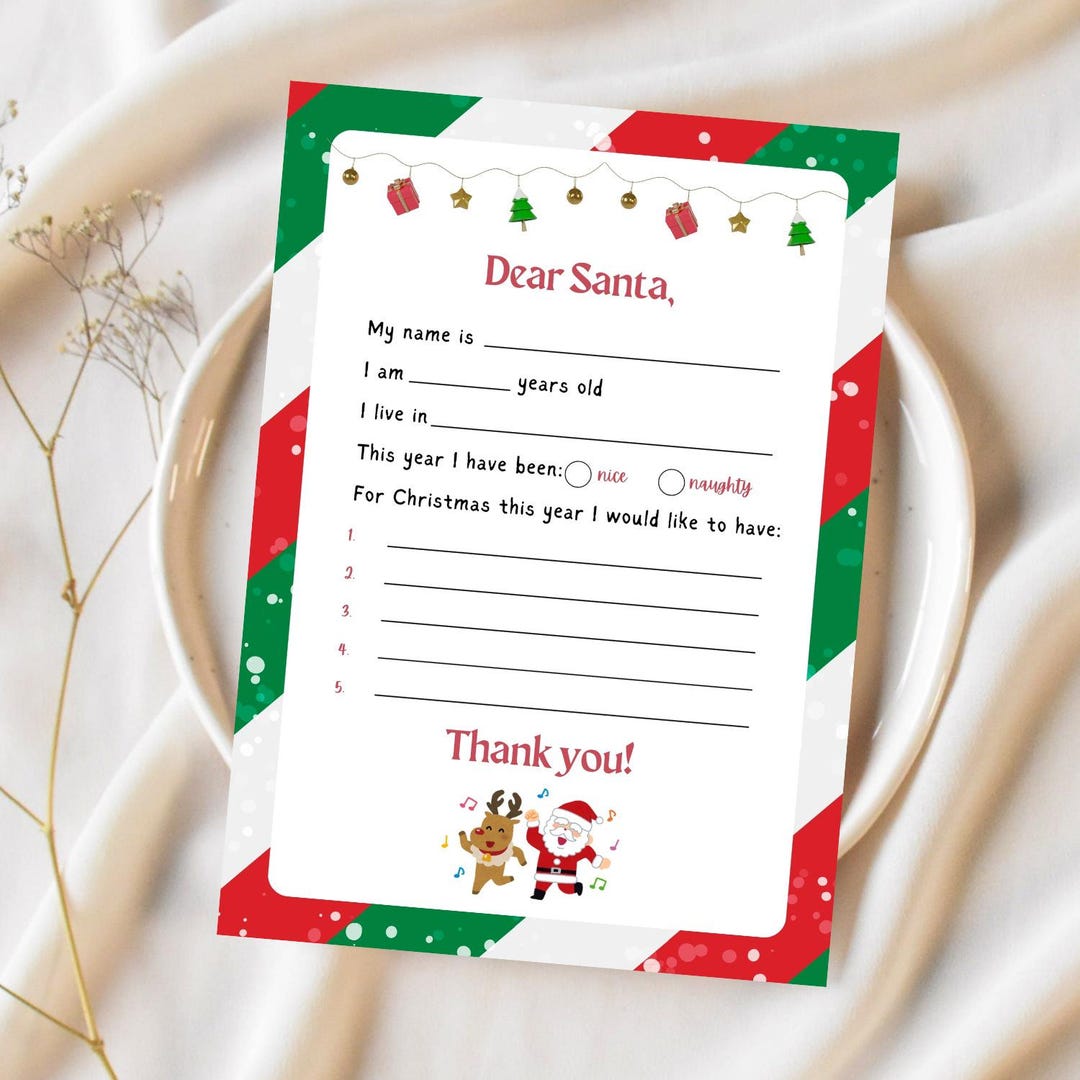 Christmas Wishlist for Kids Simple List for Santa Wishlist Template ...