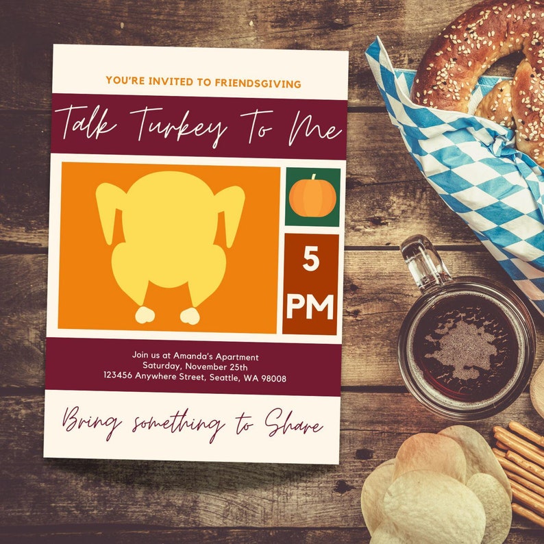 Funny Friendsgiving Invitation Template for Thanksgiving Party With ...