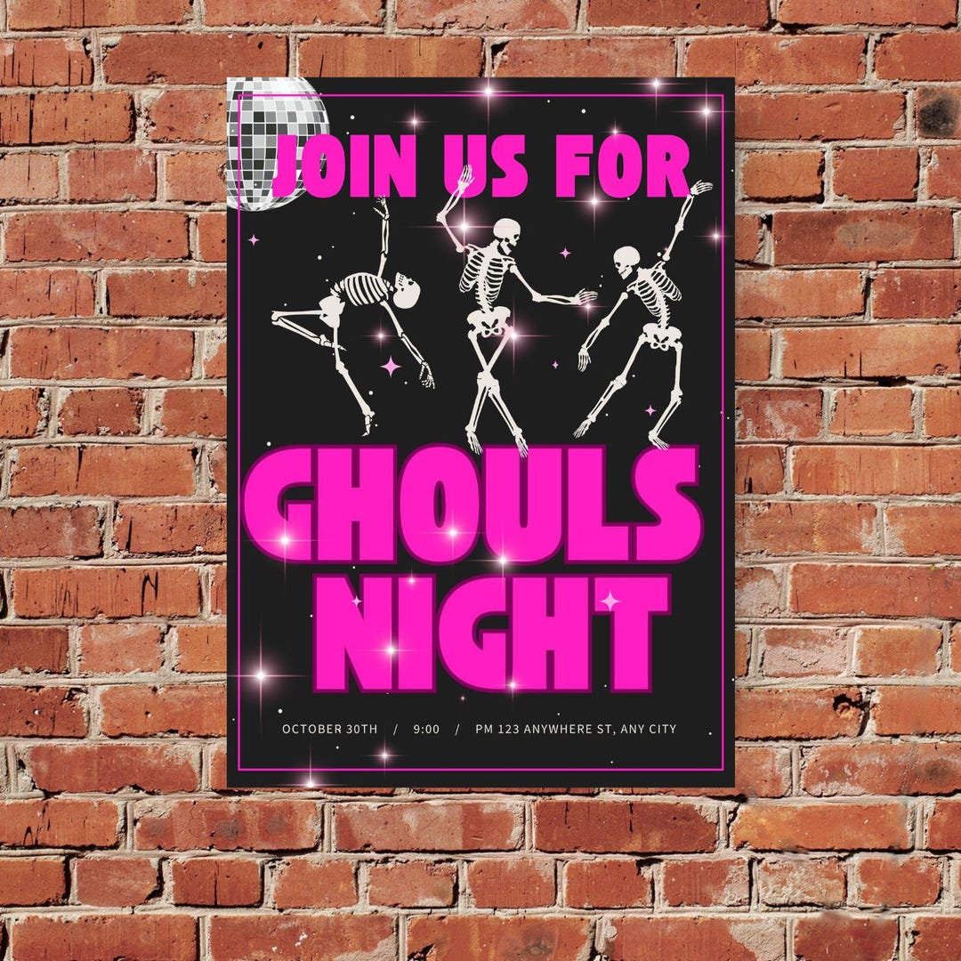 Ghouls Night Halloween Party Flyer Template Printable Editable Invite ...
