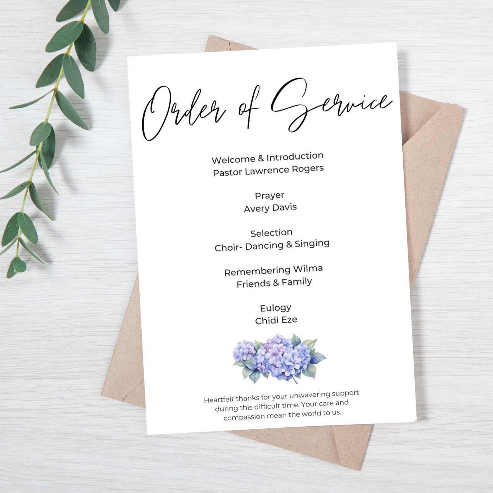 Minimalist Funeral Program Template Simple Funeral Memorial Program ...