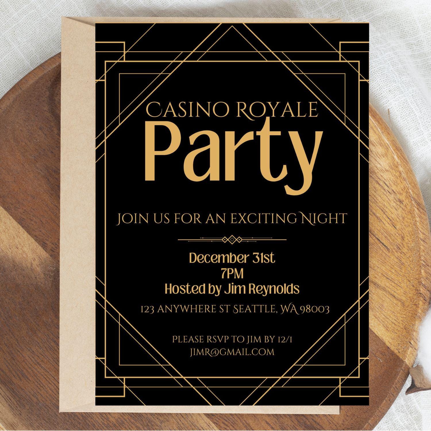 Editable Casino Birthday Invitation Casino Royale Party Classy Casino ...