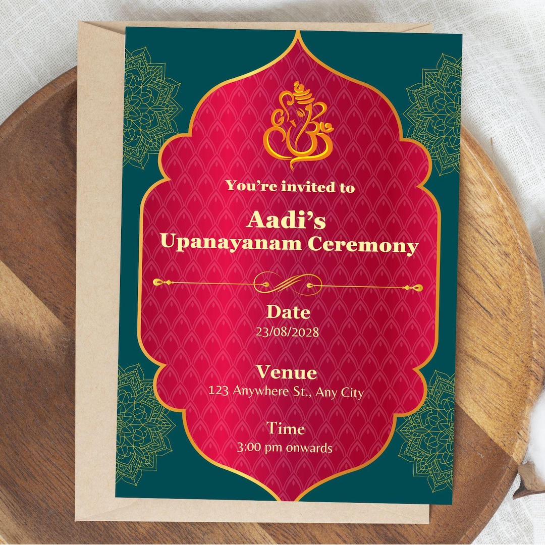 Upanayanam Invitation Custom Invitation Instant Download for Upanayanam ...