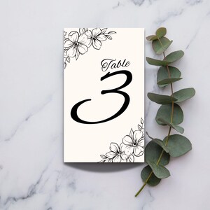 Floral Printable Table Numbers Black and White Wedding Table Assignment ...