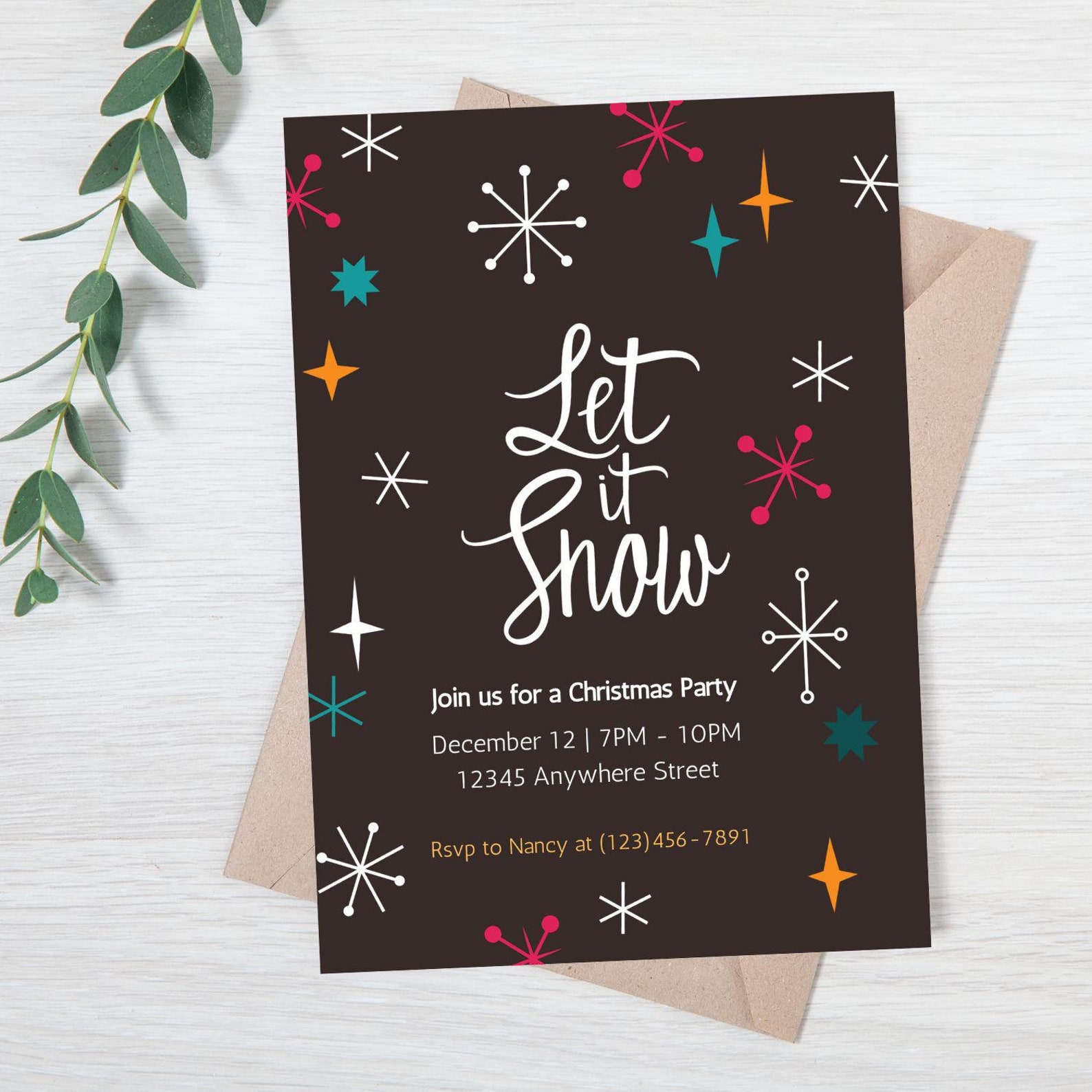 Let It Snow Christmas Party Invitation Holiday Party Invitation ...
