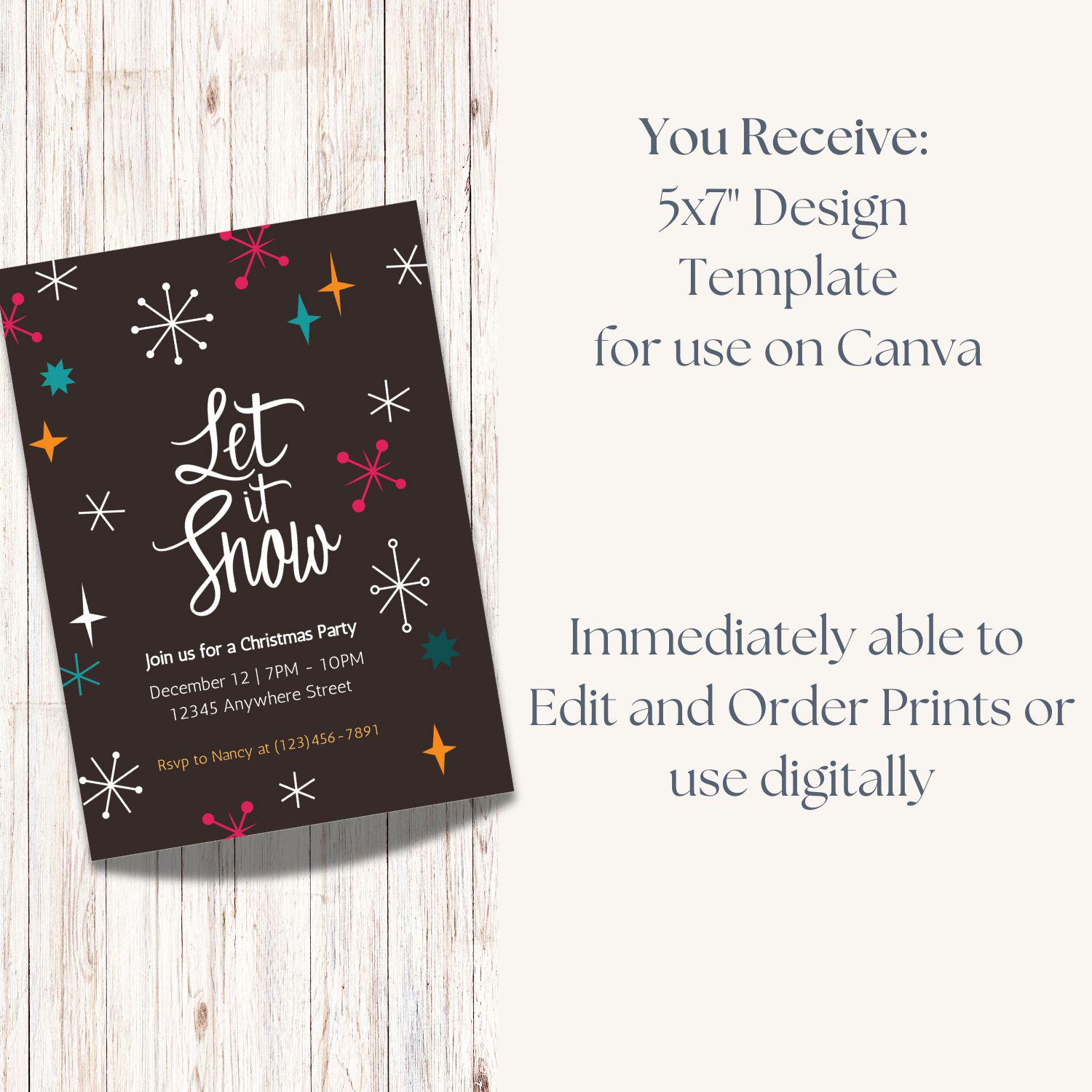 Let It Snow Christmas Party Invitation Holiday Party Invitation ...