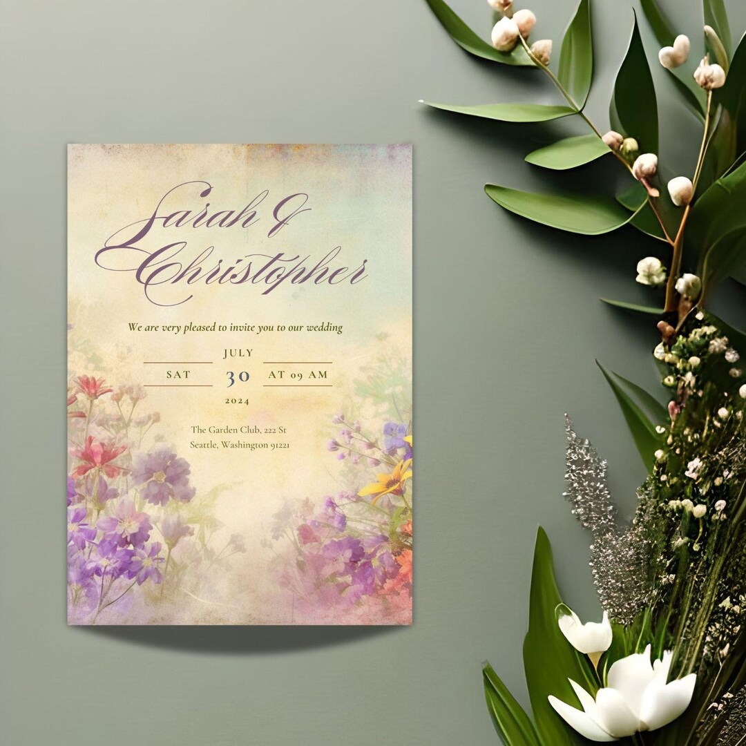 Fairytale Princess Wedding Invitation Floral Invite Bundle With RSVP ...