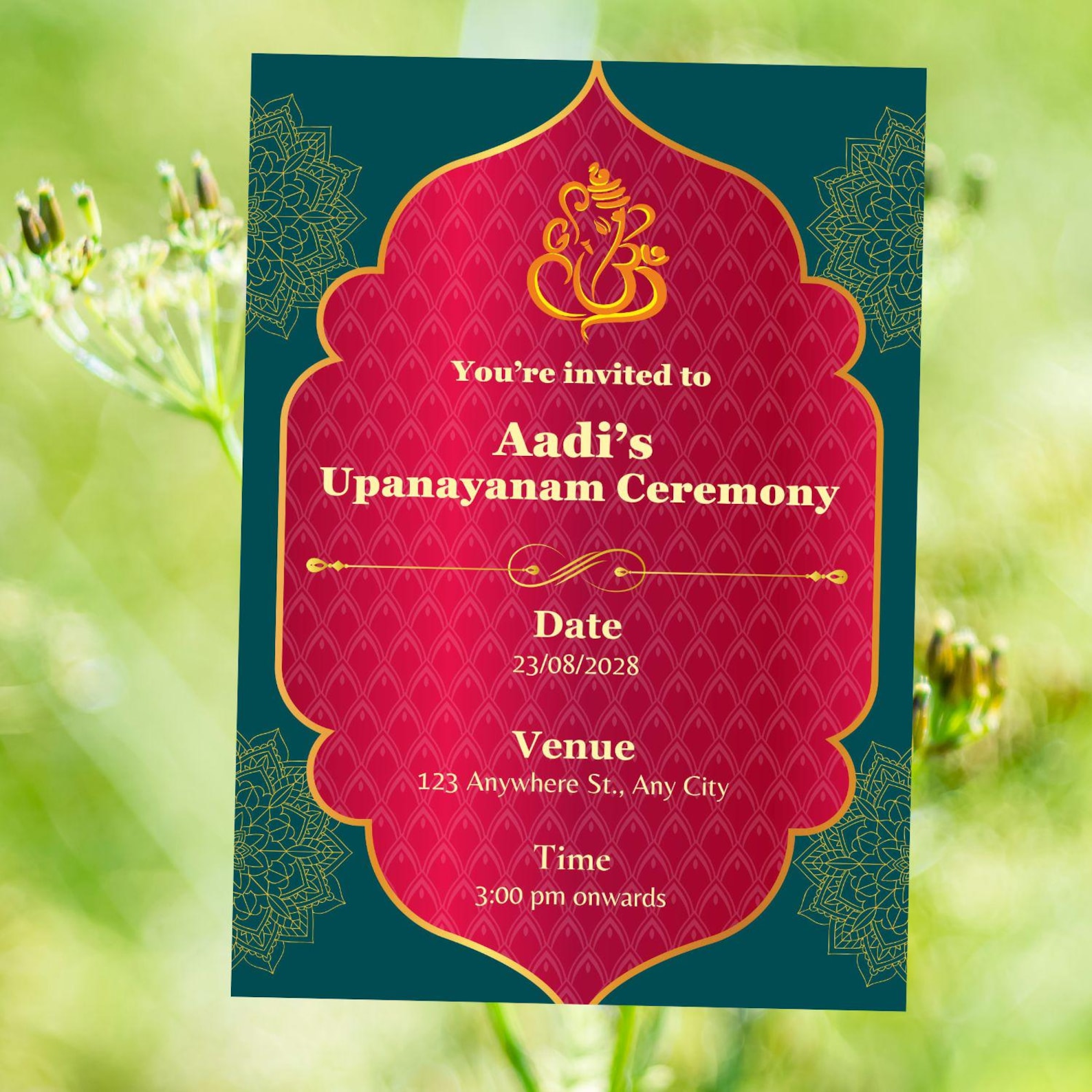 Upanayanam Invitation Custom Invitation Instant Download for Upanayanam ...