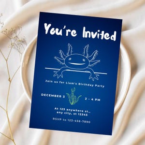 Axolotl Invitation Template for Kids Birthday Instant Download Editable ...