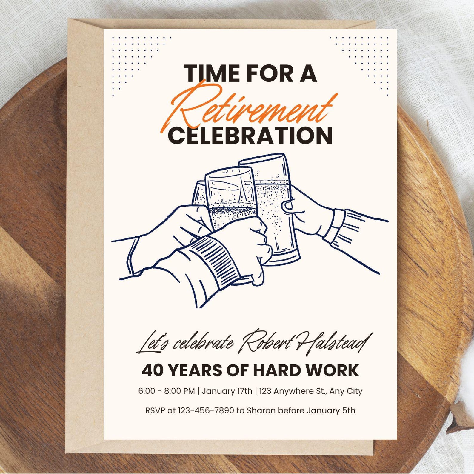 Retirement Party Invitation Template Digital Downloadable Retirement ...