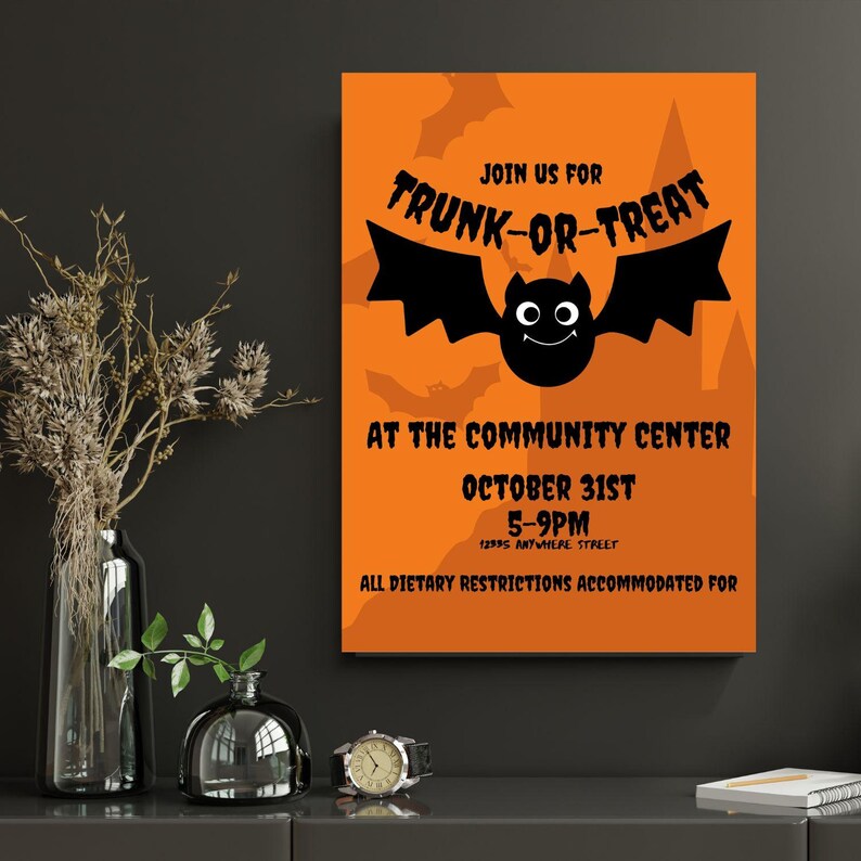 Trunk or Treat Flyer Template Editable Canva Kids Halloween Flyer for ...