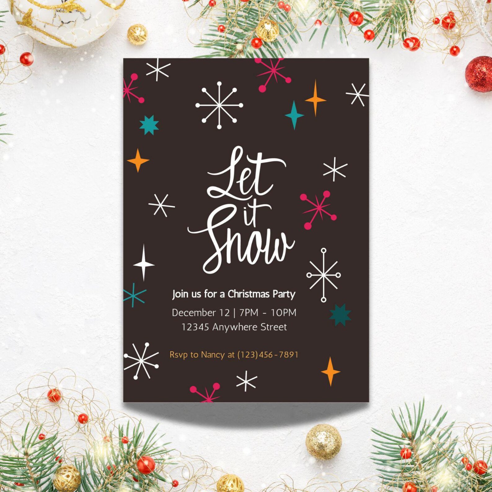 Let It Snow Christmas Party Invitation Holiday Party Invitation ...