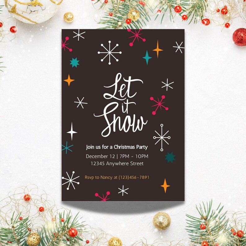 Let It Snow Christmas Party Invitation Holiday Party Invitation ...