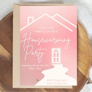 Editable Housewarming Invitation for House Warming Party Pink Minimal ...