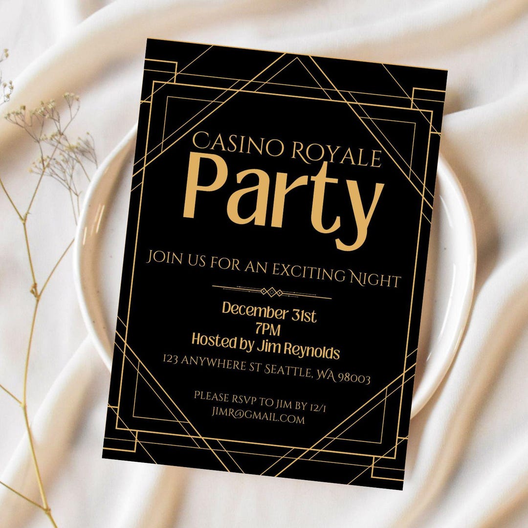 Editable Casino Birthday Invitation Casino Royale Party Classy Casino ...