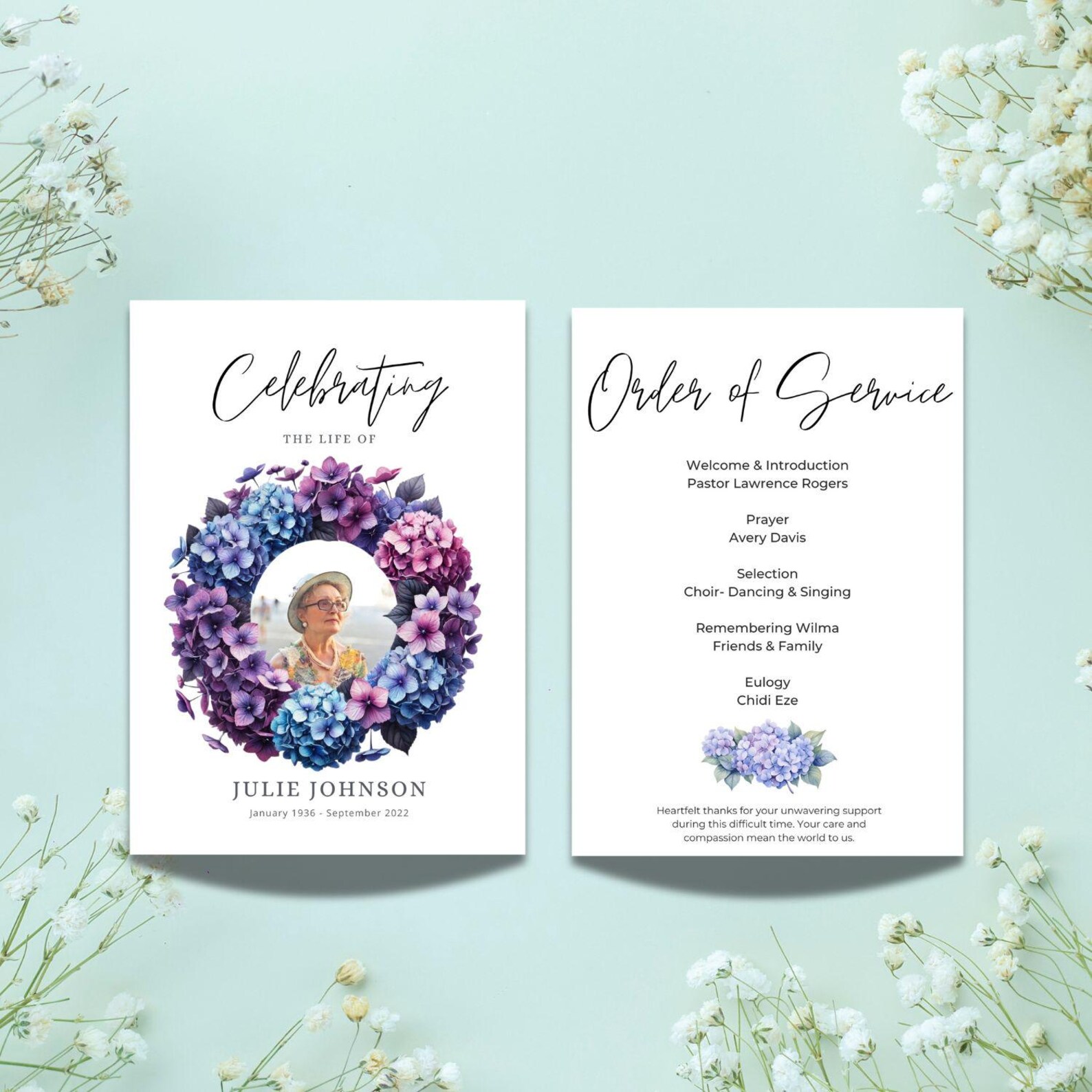 Minimalist Funeral Program Template Simple Funeral Memorial Program ...