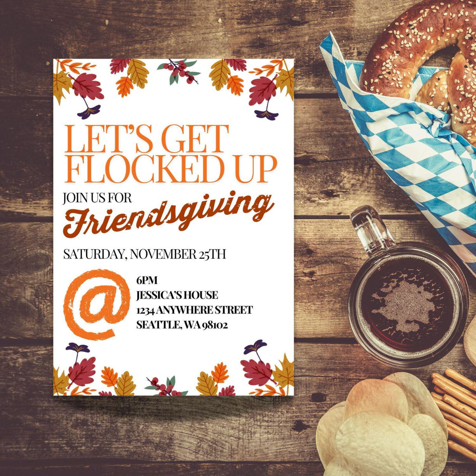 Friendsgiving Invitation Template Digital Friendsgiving Invite Funny ...