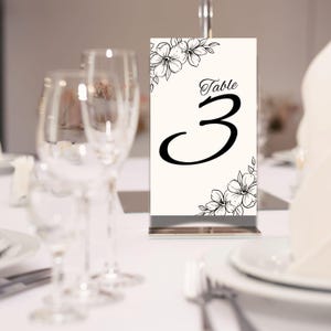 Floral Printable Table Numbers Black and White Wedding Table Assignment ...
