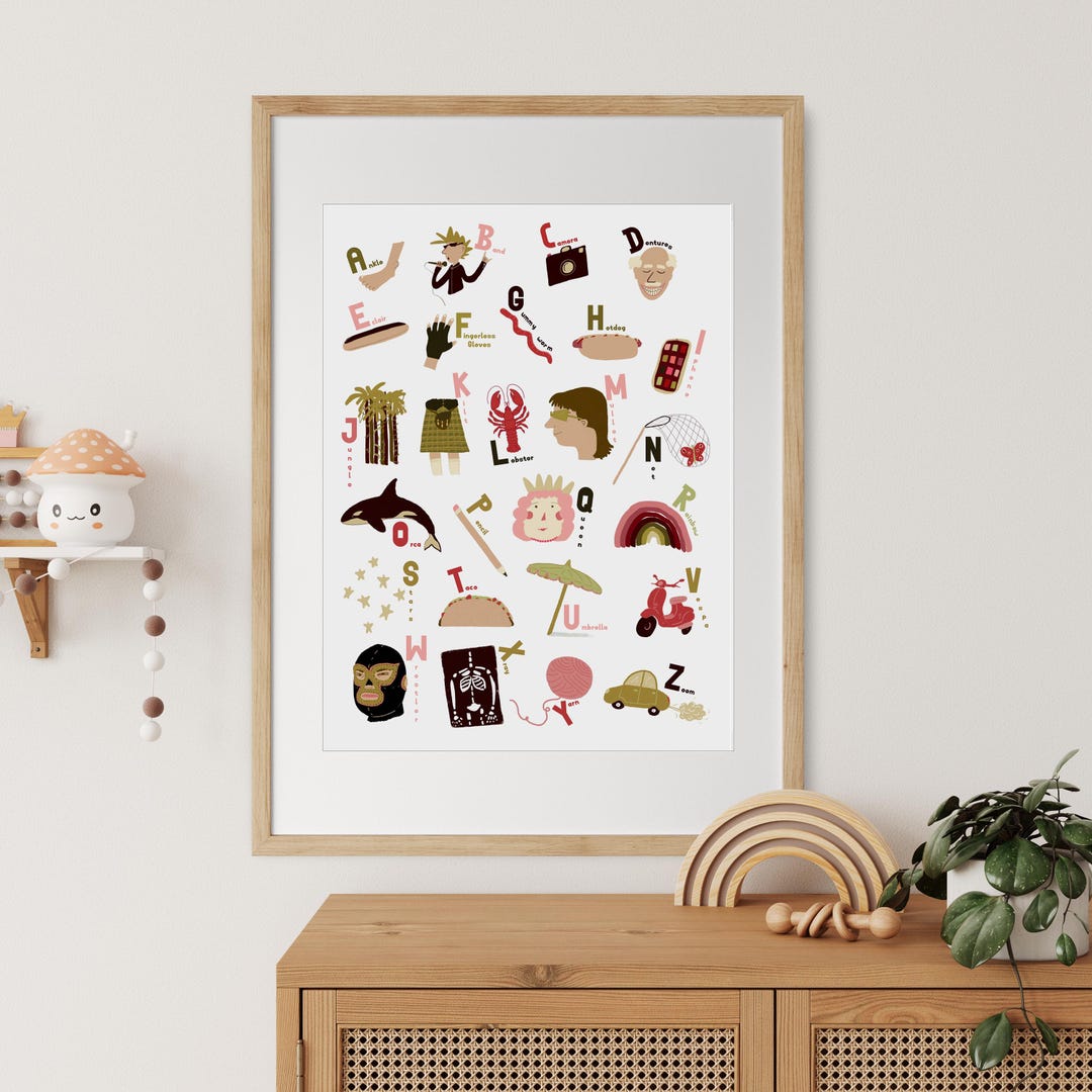 Kid's Wall Art- Funky Abc's Alphabet Poster Print for Kid's Room ...