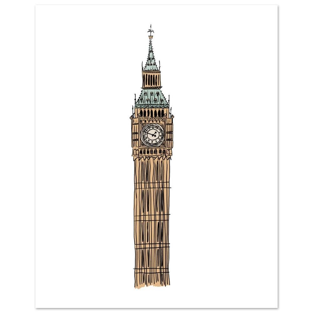 London's Big Ben Clock / Elizabeth Tower Original Illustrated Fine Art ...