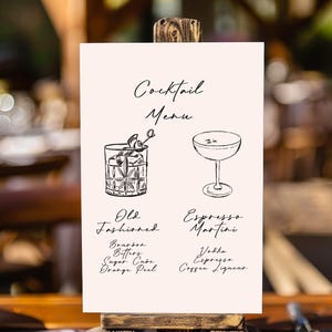 Wedding/ Party Bar Cocktail Menu Sign Canva Editable Digital Download ...