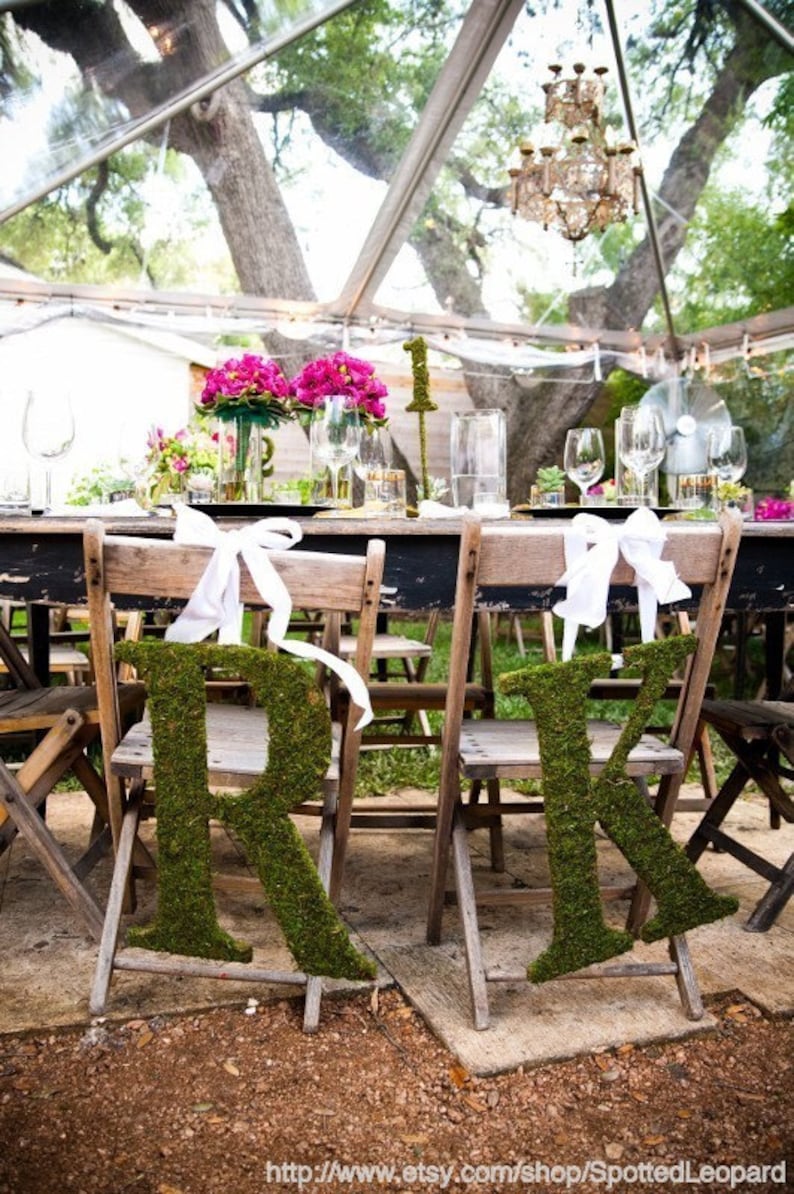 Moss Covered Wedding Table Numbers with Base | Etsy