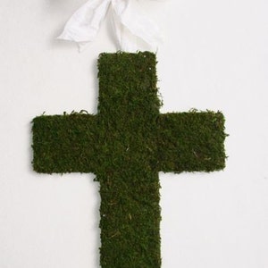 Moss Covered 18 Inch Wooden Cross Door Wreath WEDDING BAPTISM - Etsy