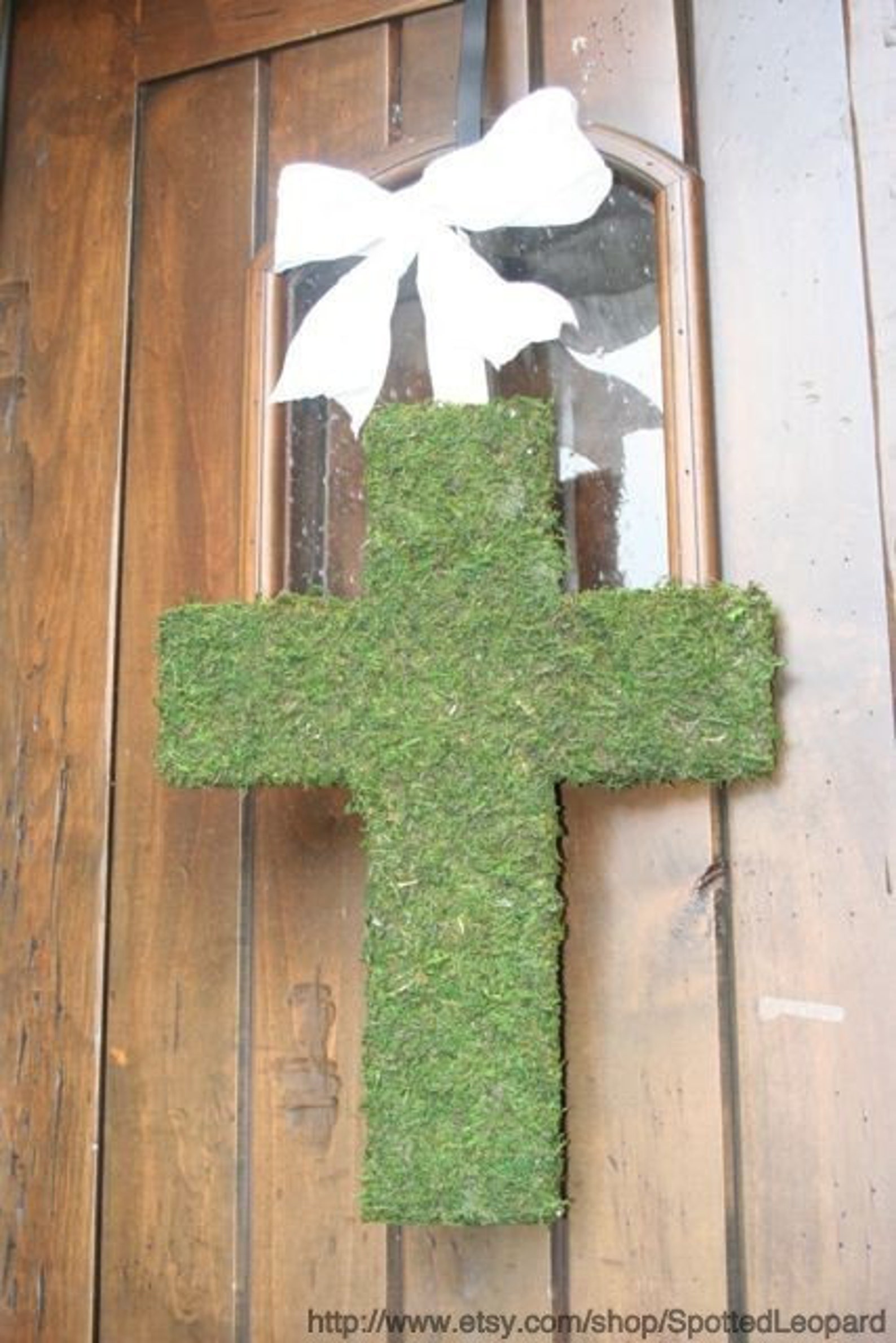 Moss Covered 18 Inch Wooden Cross Door Wreath WEDDING BAPTISM - Etsy
