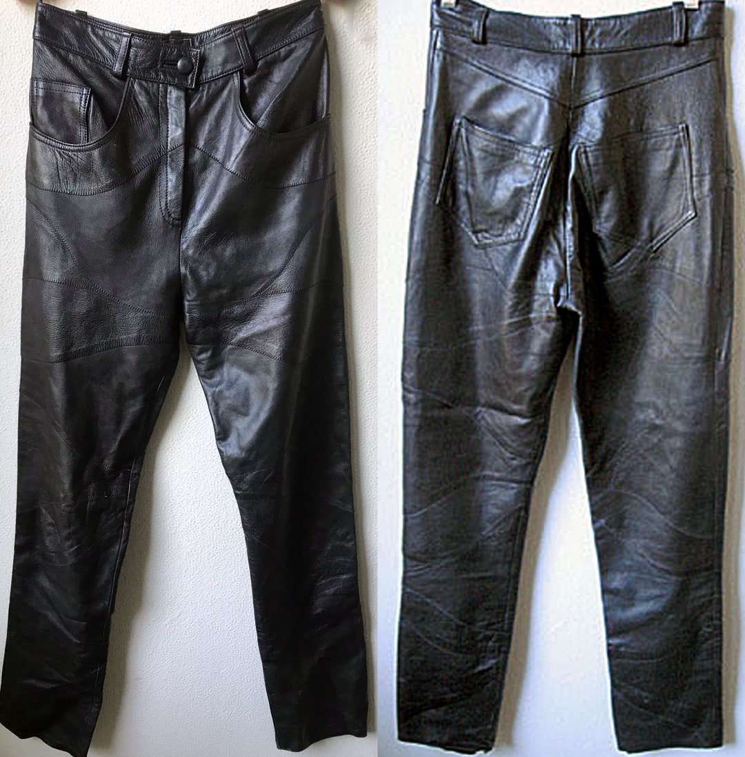 80's High Waisted Glam Soft Spanish Leather Highwaist Designer Front ...