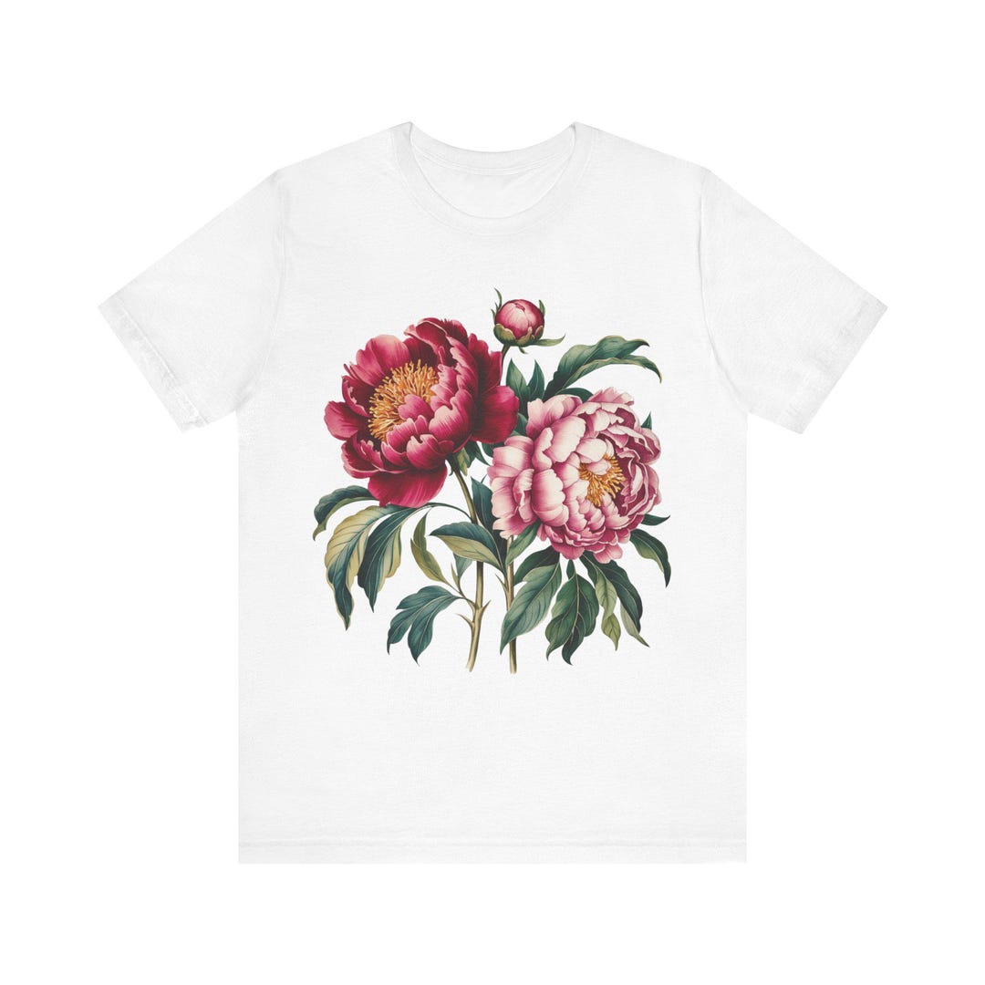 Peony Vintage Flower T-shirt, Floral Graphic T-shirt, Botanical Print ...