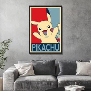 Pikachu Wall Art POSTER or CANVAS Wall Art, Unique Wall Decor, Home ...