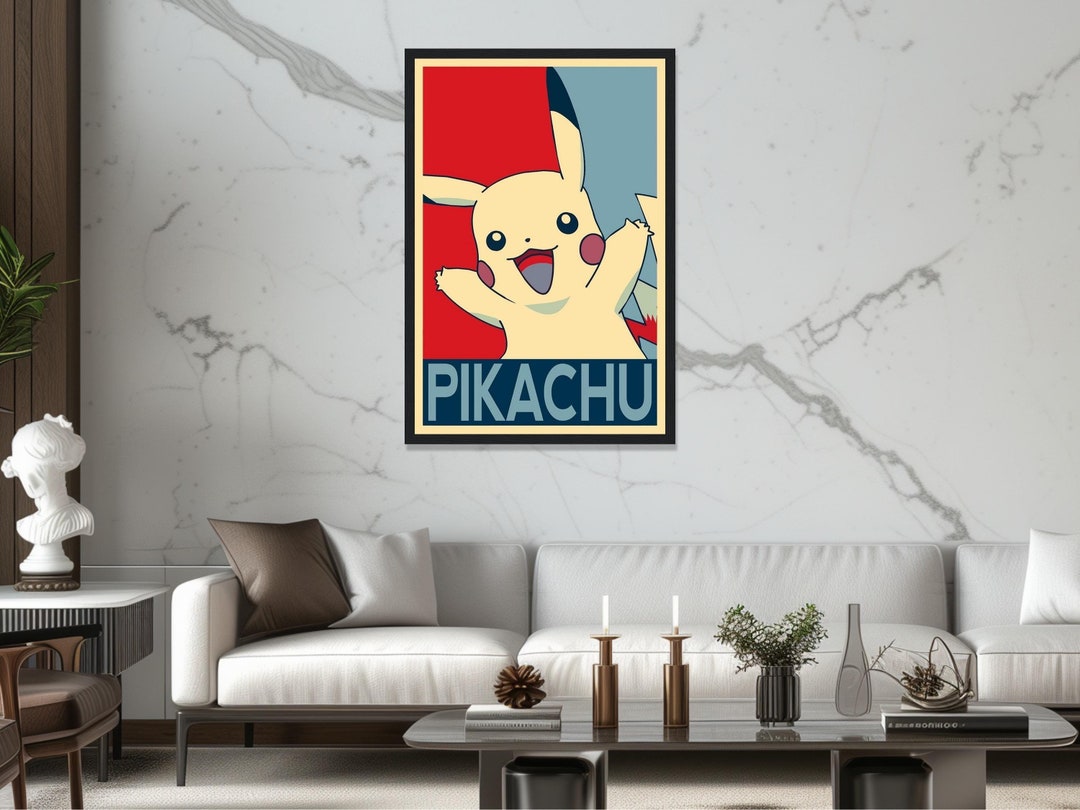 Pikachu Wall Art POSTER or CANVAS Wall Art, Unique Wall Decor, Home ...