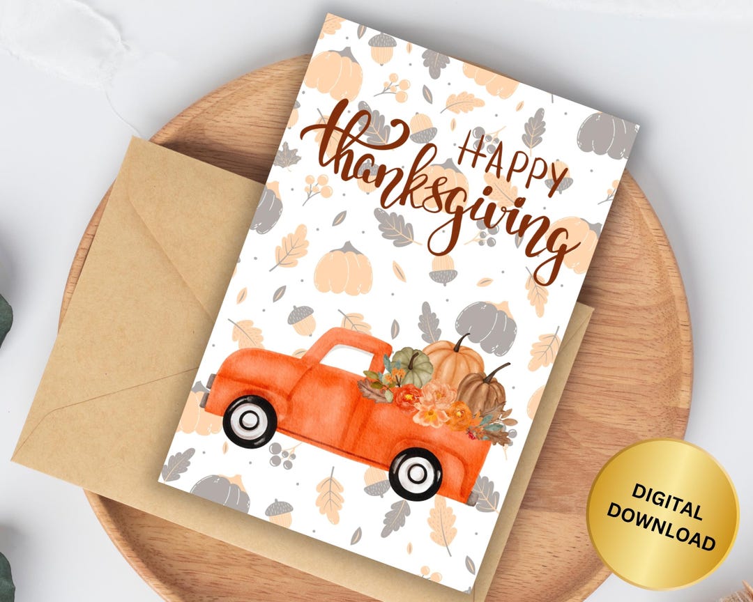 Happy Thanksgiving Card, Thanksgiving Digital Card, Grateful Hearts ...